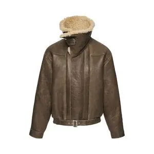 Magda Butrym Leather Shearling Jacket - Brown