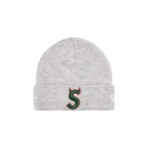 Supreme New Era Devil's Logo Beanie Grey
