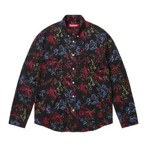 Supreme Floral Print Flannel Shirt - Black
