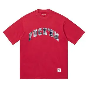 Supreme Fuck Em" Plaid Short Sleeve Top - Red