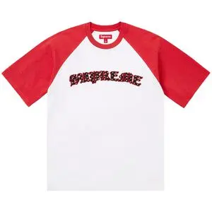 Supreme Rhinestone Logo Raglan Short-sleeve Top - White