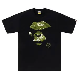A BATHING APE Multi Pixel Camo Mad Ape Face T-shirt - Black