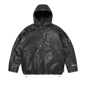Supreme Gore-tex Ostrich Embossed Leather Zip-up Jacket - Black