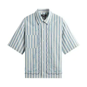Kith Spun Silk Linen Stripe Button-down Shirt - Blue