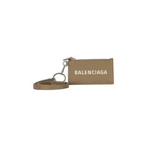 Balenciaga Cash Coin And Card Case With Strap 'mink /white - Grey