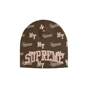 Supreme New Era Monogram Beanie - Brown