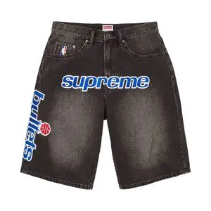 Supreme X Mitchell & Ness Washington Bullets Baggy Denim Short - Black
