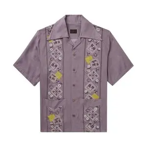 Kapital Silk Rayon Band Collar Shirt - Purple