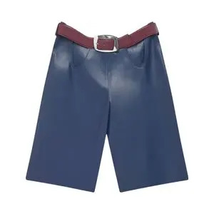 JEAN PAUL GAULTIER Leather Bermuda Shorts With Front Openings