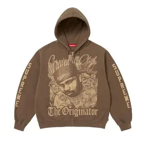 Supreme X Dj Screw Zip Up Hooded Sweatshirt - Brown