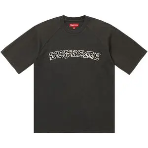 Supreme Rhinestone Raglan Short-sleeve Top - Black
