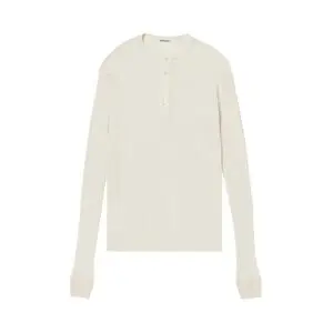 Auralee Organic Soft Rib Henley Neck Top