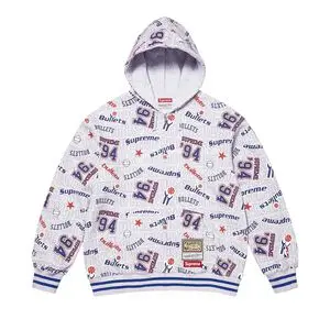 Supreme X Mitchell & Ness Teams Zip Up Hooded Sweatshirt - Grey