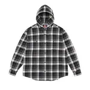 Supreme Hooded Flannel Shirt - Black