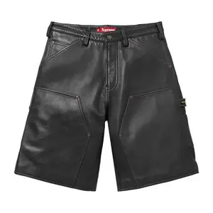 Supreme Leather Double Knee Painter Short - Black