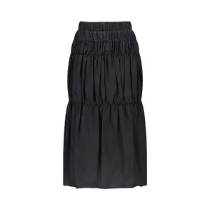 AMOMENTO Shirred Nylon Midi Skirt
