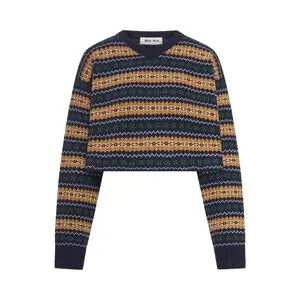Miu Miu Fair Isle V-neck Knit Top