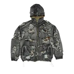 THUG CLUB Hell Denim Camo Hooded Zip-up
