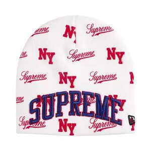 Supreme New Era Monogram Beanie White