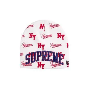 Supreme New Era Monogram Beanie - White