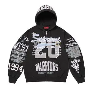 Supreme Warriors Appliqué Zip Up Hooded Sweatshirt - Black
