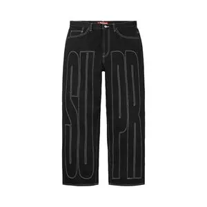 Supreme Inset Spellout Baggy Jean - Black
