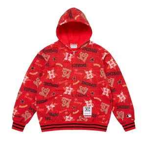 Supreme X Mitchell & Ness Teams Zip Up Hooded Sweatshirt - Red