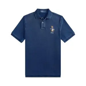 Polo Ralph Lauren Short Sleeve Mesh Polo With Newport Bear Embroidery - Blue