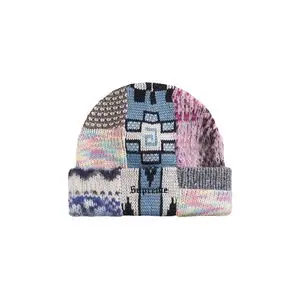 Supreme Patchwork Knit Beanie - Blue