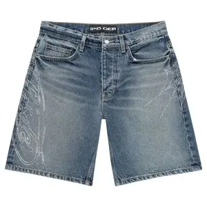 SP5DER Script Web Denim Shorts - Blue