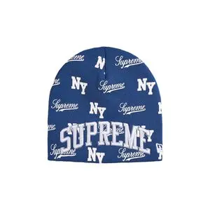 Supreme New Era Monogram Beanie - Blue