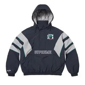 Supreme X Salem Half Zip Stadium Jacket - Blue