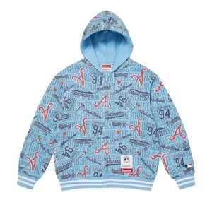 Supreme X Mitchell & Ness Teams Zip Up Hooded Sweatshirt - Blue