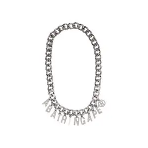 A BATHING APE Line Camo Debossed Chain Necklace - Grey