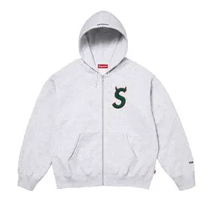 Supreme Devil Logo Zip Up Hooded Sweatshirt - Grey