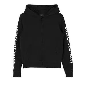 Balenciaga Fitted Distressed Logo Zip Up Hoodie