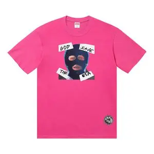 Supreme God Save Us" Graphic T-shirt - Pink