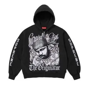 Supreme X Dj Screw Zip Up Hooded Sweatshirt - Black
