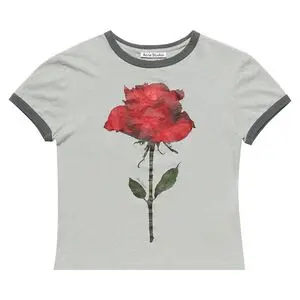 Acne Studios Graphic Rose T-shirt - Grey