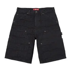 Supreme Repeat Jacquard Double Knee Denim Short - Black