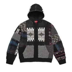 Supreme Patchwork Zip Up Hooded Sweater