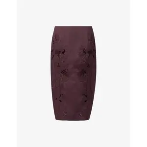 LEEM Embroidered Cotton-blend Pencil Skirt