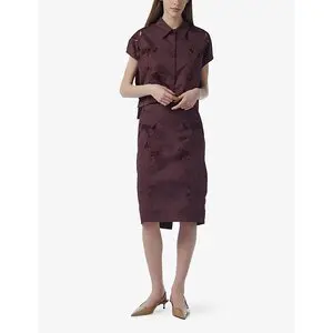 LEEM Embroidered Cotton-blend Pencil Skirt