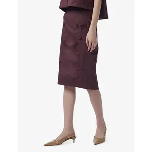 LEEM Embroidered Cotton-blend Pencil Skirt