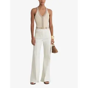 REISS Nora Contrast-trim Ribbed Knitted Vest - Neutral