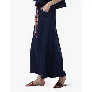LEEM Tie-waist Denim Maxi Skirt