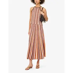 ME+EM Metallic Textured Stripe Knit Maxi Skirt