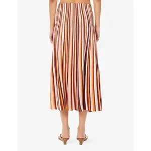 ME+EM Metallic Textured Stripe Knit Maxi Skirt
