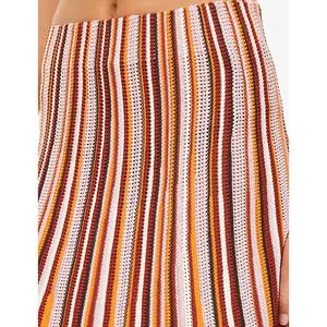 ME+EM Metallic Textured Stripe Knit Maxi Skirt