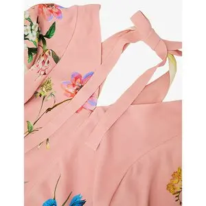 REISS Flossy Floral Print Cut-out Woven Midi Dress